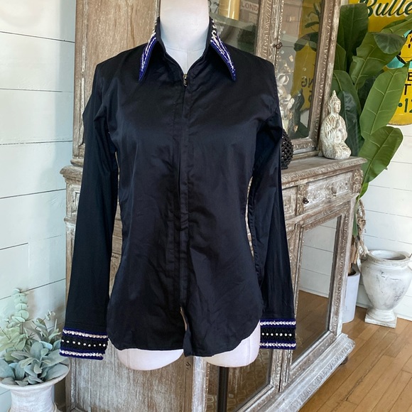 Glitz | Tops | Glitz Its Showtime Vintage Black Embellished Western ...